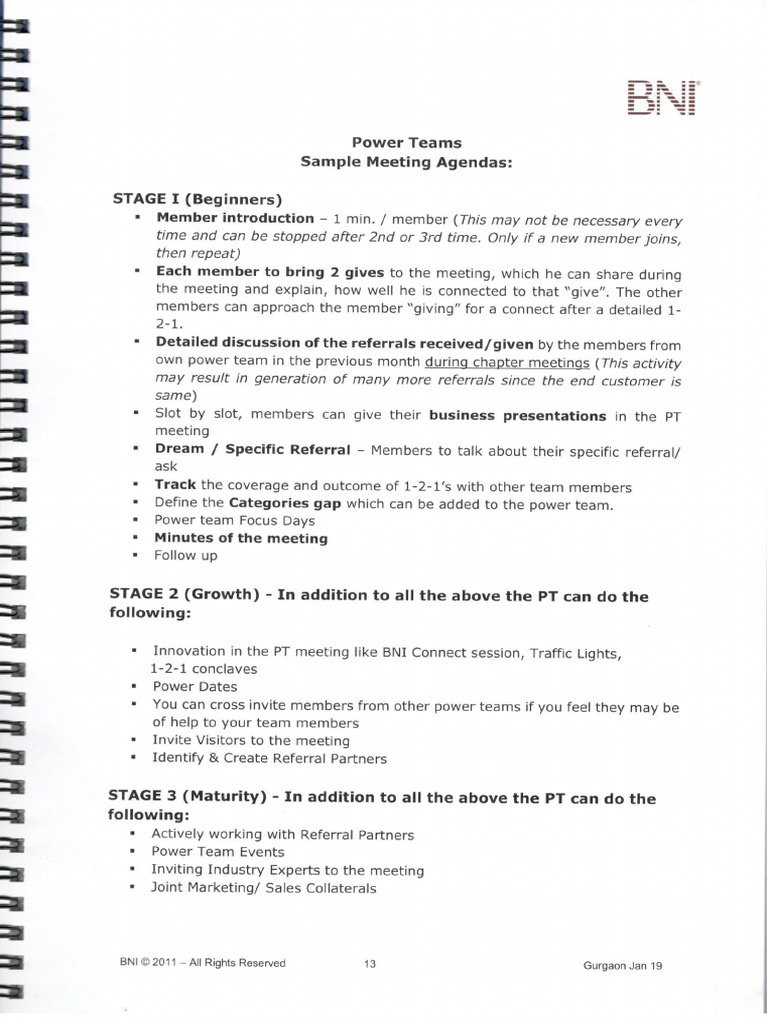BNI - Sample Meeting Agendas | PDF