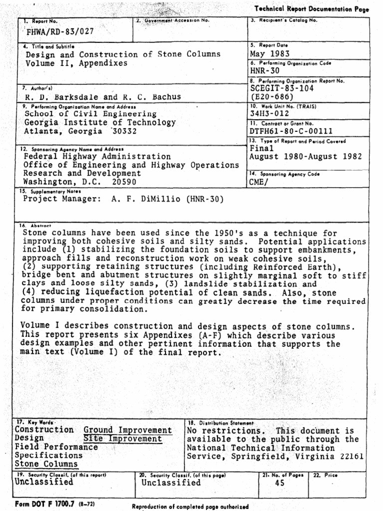 Fhwa Design and Construction of Stone Columns (ID 3643152) | Download ...