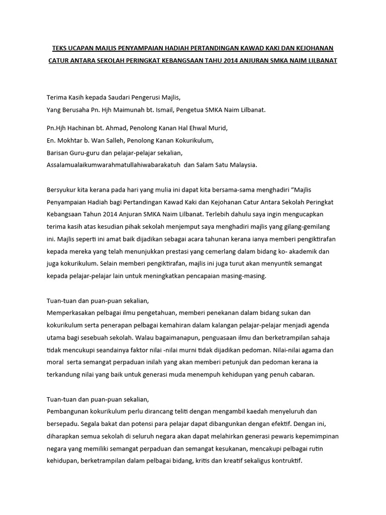 Teks Ucapan Perasmian | PDF