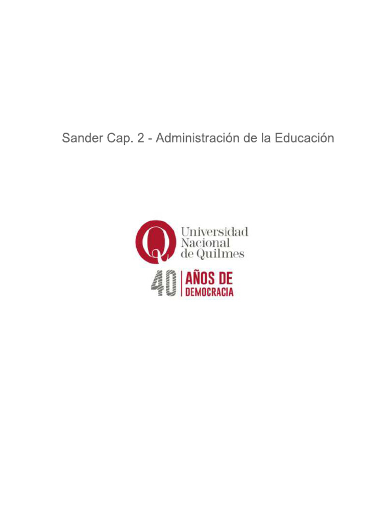 Sander Administracion de La Educacion Cap 2 | PDF