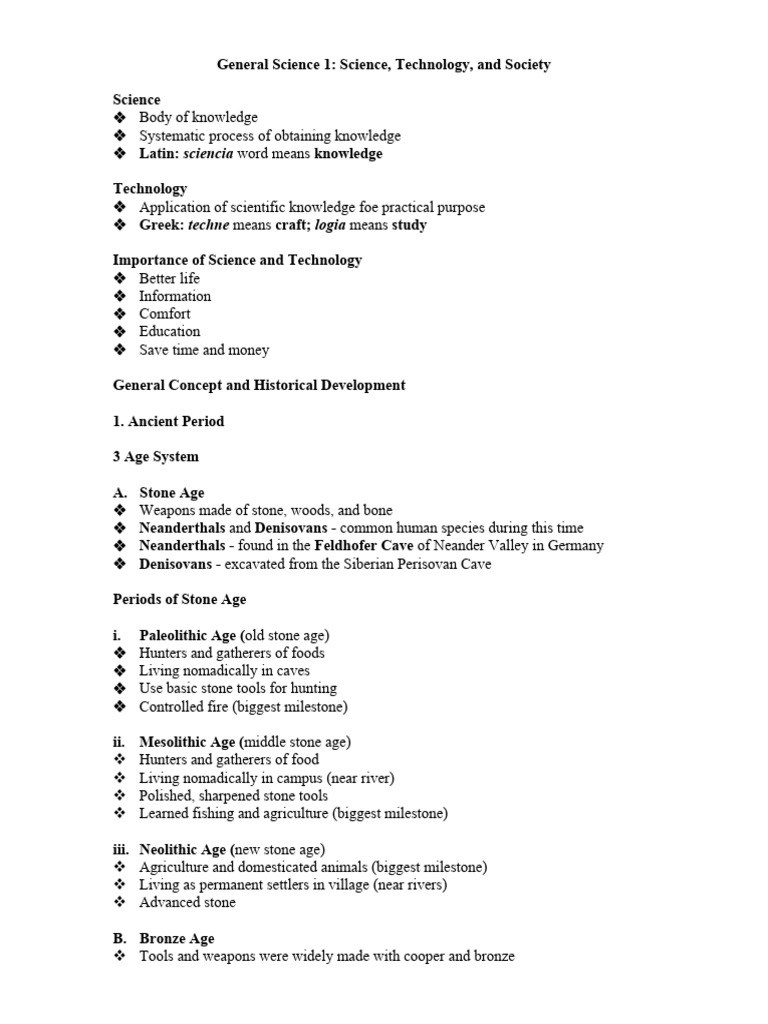GenEd Science Technology and Society | PDF | Stone Age | Ancient Greek ...