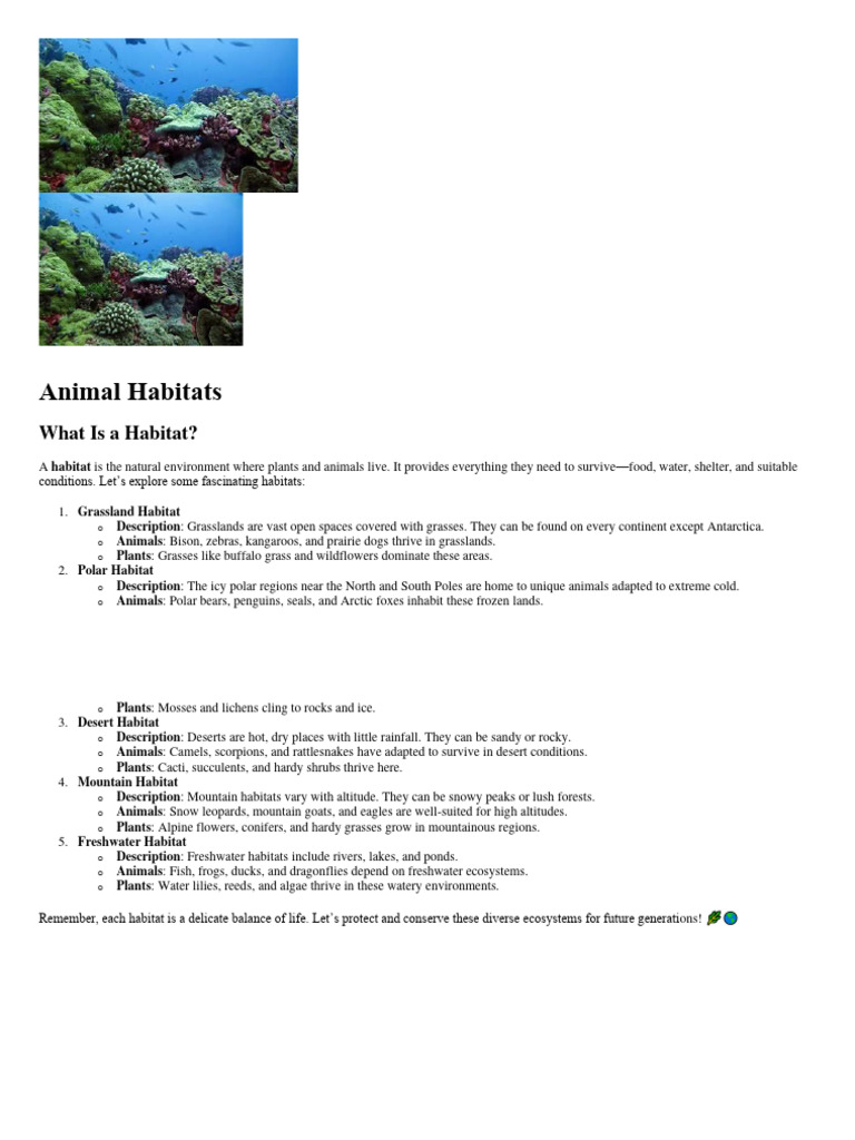 Animal Habitats | PDF