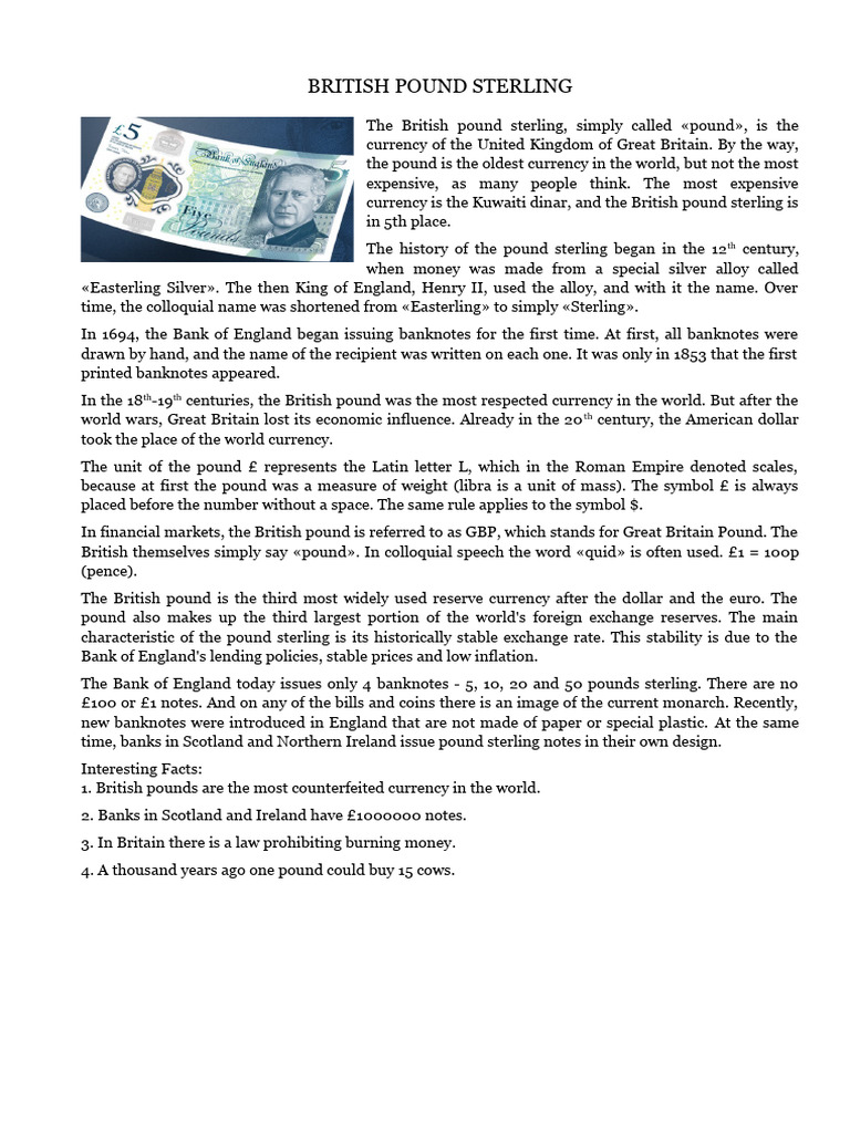British Pound Sterling Overview | PDF | Pound Sterling | Currency
