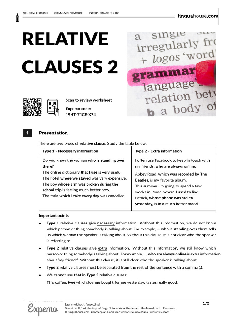 Relative Clauses-2 | PDF | Clause | Grammar