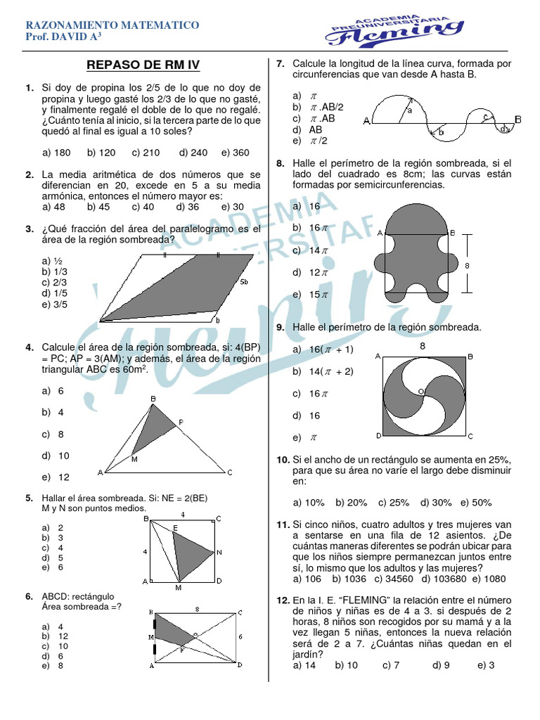 Repaso de RM 08 | PDF | Geometría Elemental | Geometría euclidiana