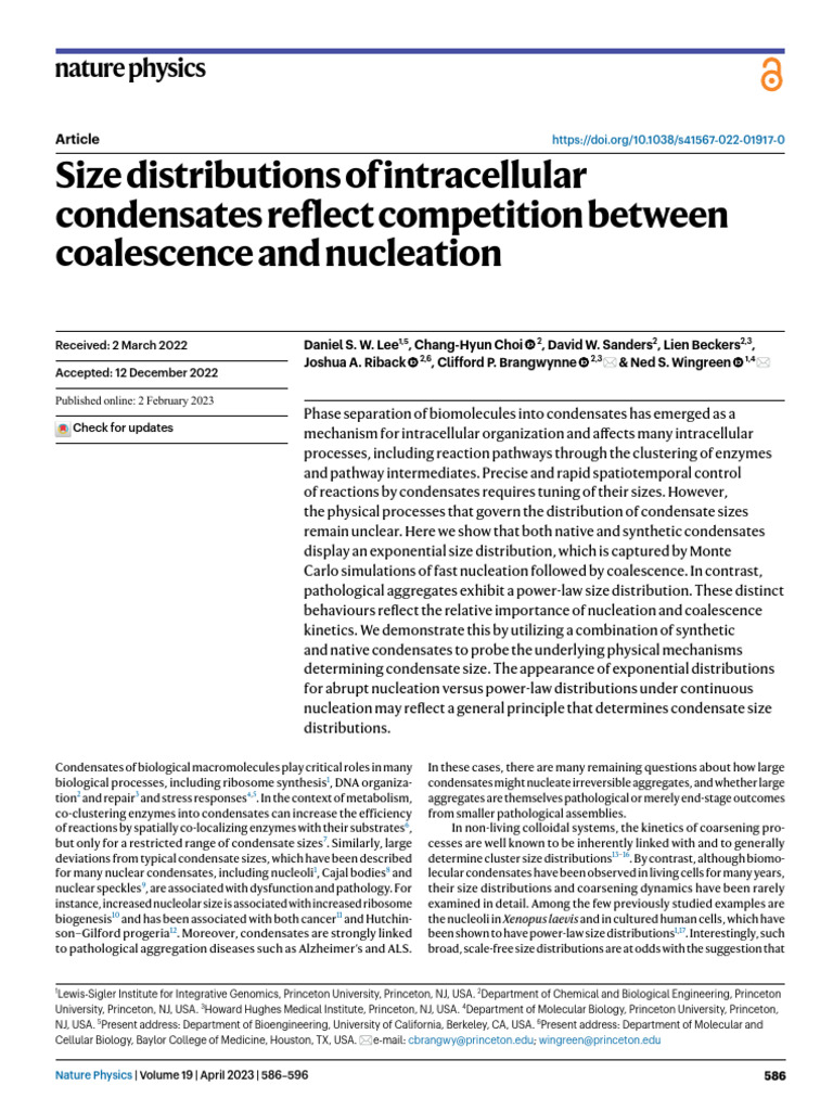 Coalescence and Nucleation | PDF | Life Sciences | Biotechnology