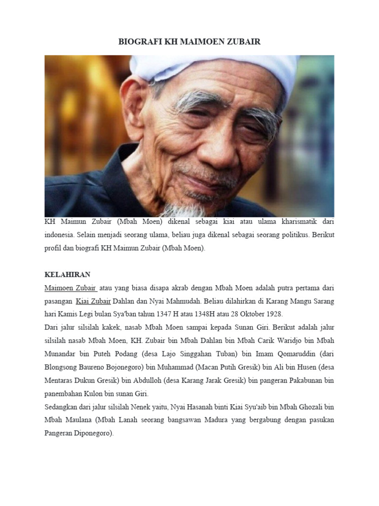 Biografi KH Maimoen Zubair | PDF