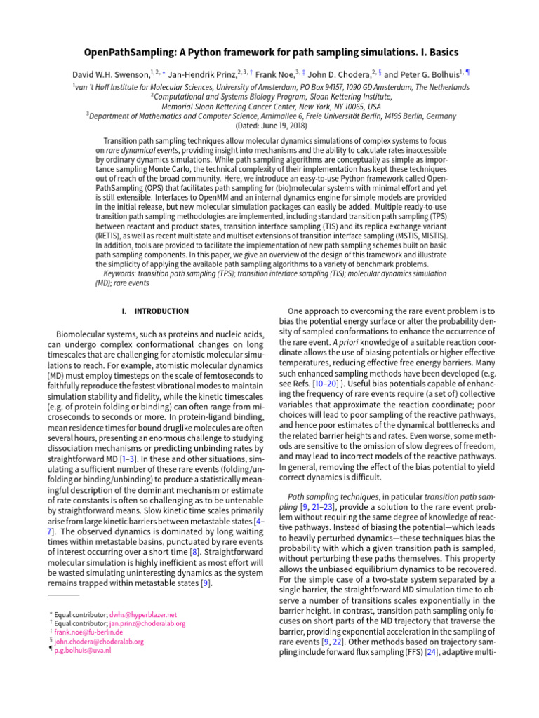 Open Sampling Pathway | PDF | Molecular Dynamics | Markov Chain