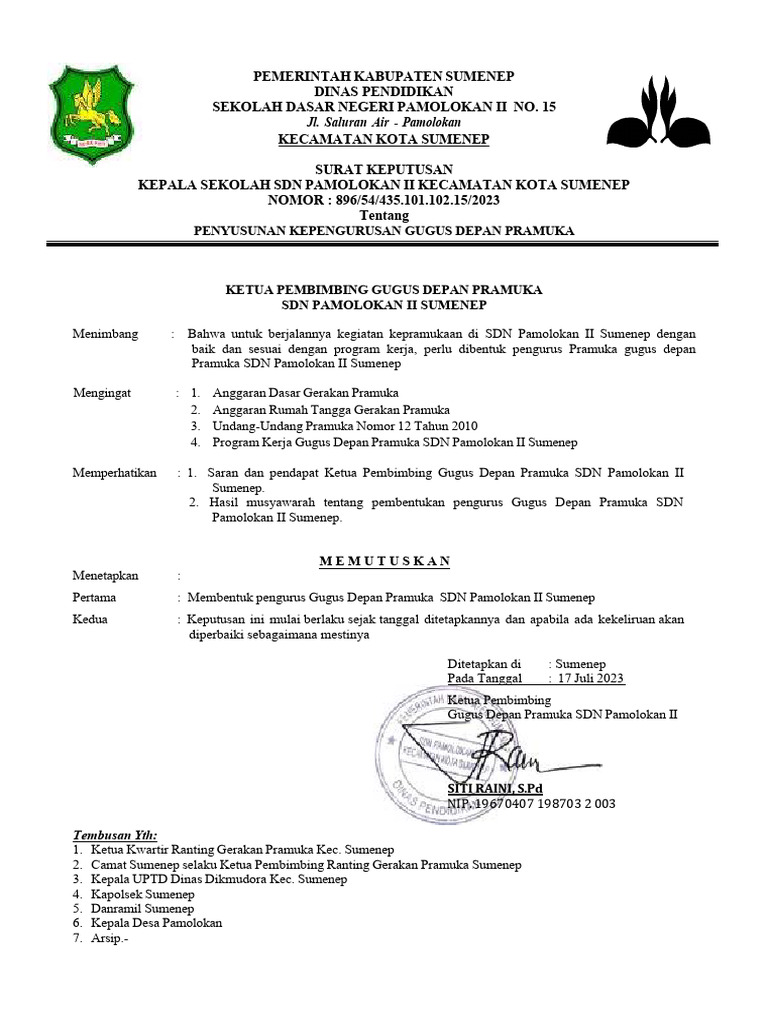 SK Pembina Pramuka | PDF