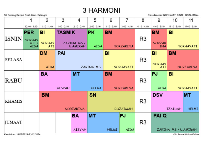 Jadual Waktu 3 Harmoni | PDF