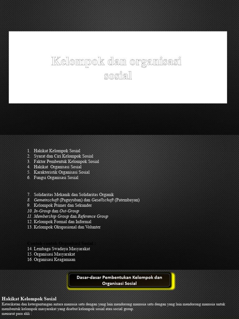 Kelompok Dan Organisasi Sosial | PDF