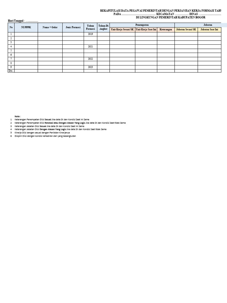 Format Rekapitulasi Evaluasi Pengadaan Asn | PDF