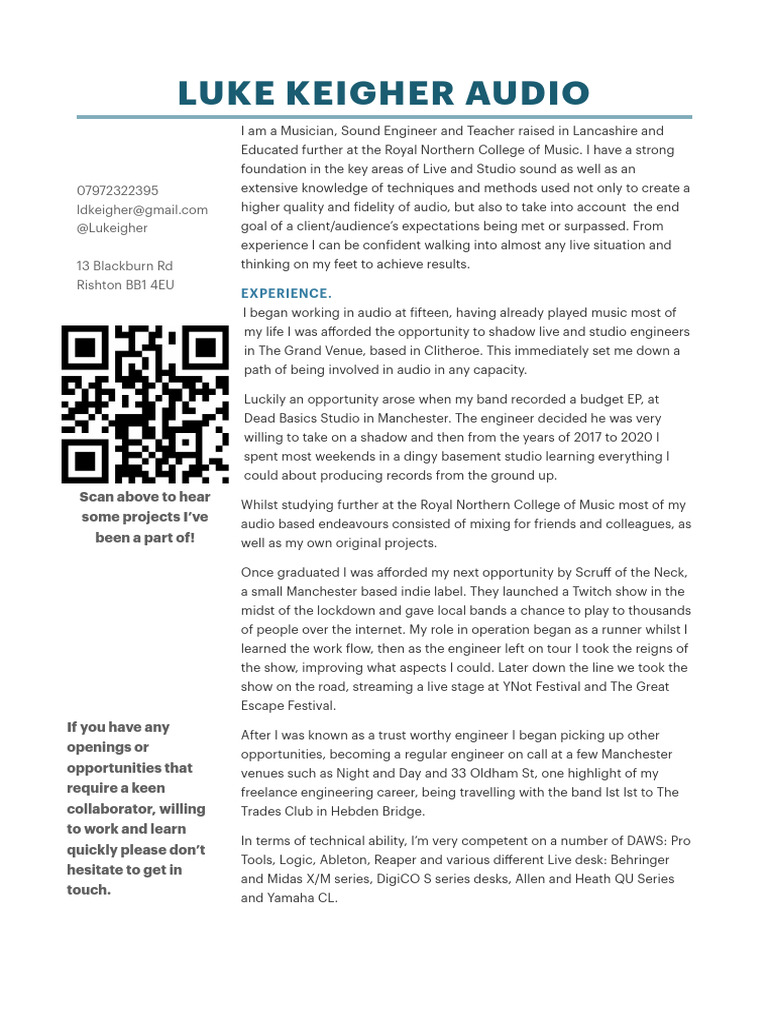 Audio CV | PDF