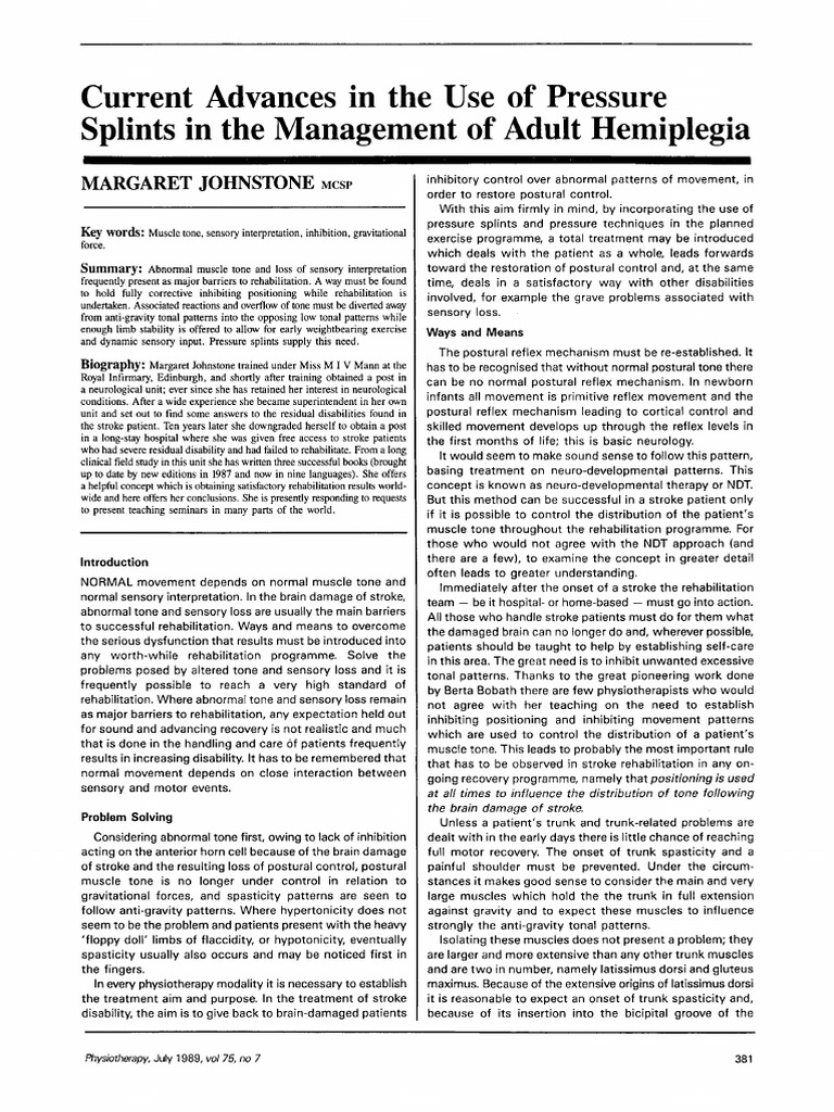 Johnstone 1989 | PDF | Anatomical Terms Of Motion | Physical Therapy