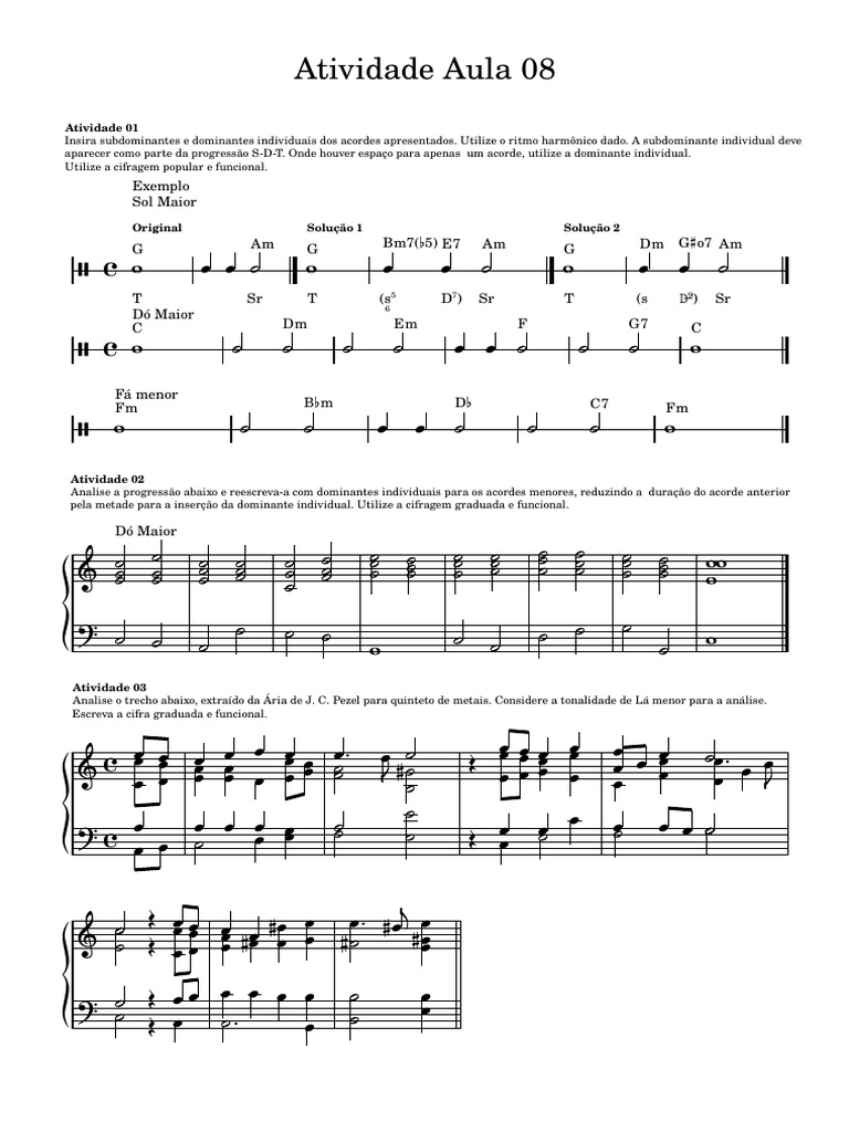 Atividade Aula 08 | PDF | Acorde (música) | Harmonia