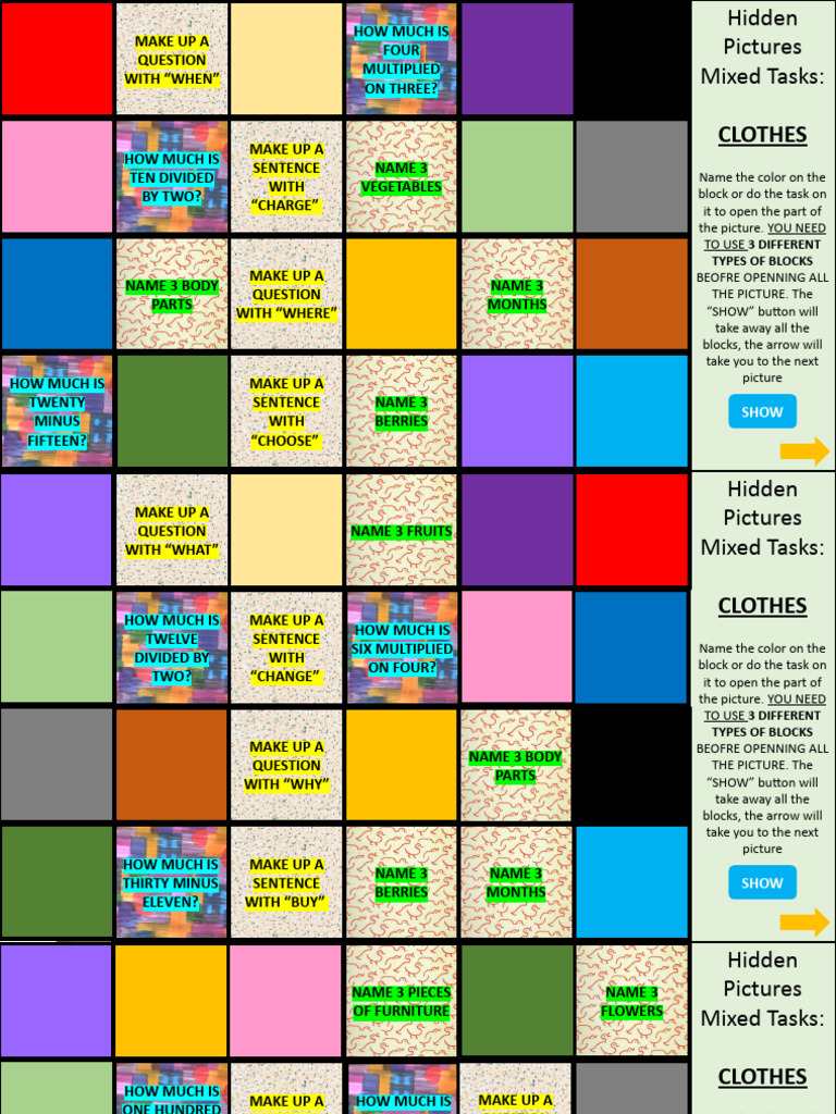 Hidden Picture Mixed Tasks 01 - Clothes | Download Free PDF | Fashion ...