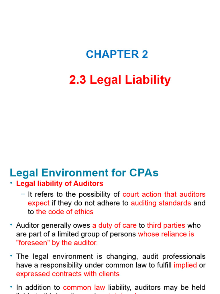 Audit I CH 2 Part II-2 | PDF | Financial Audit | Negligence