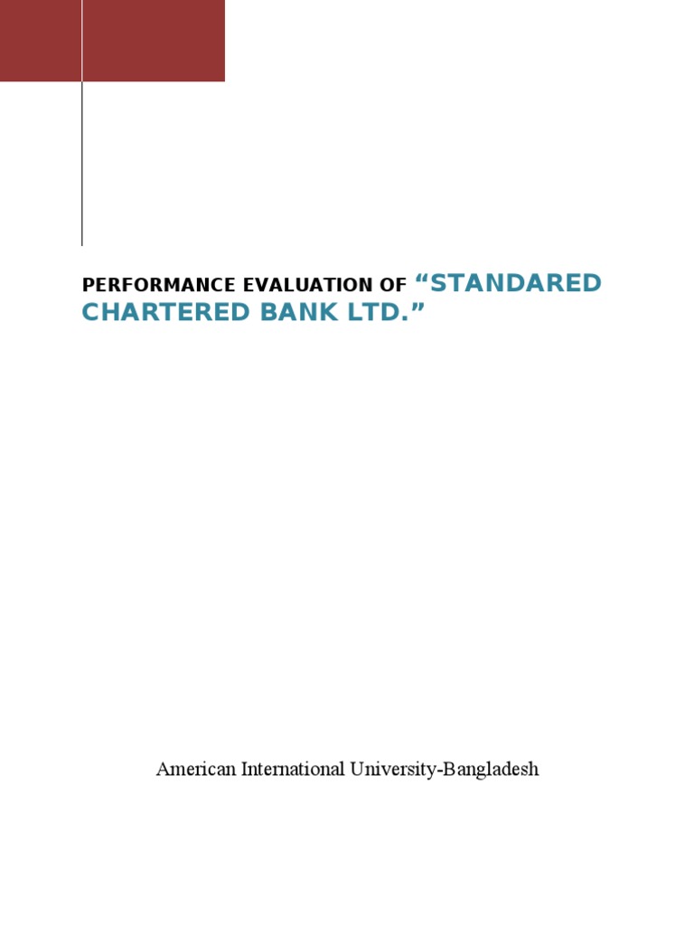 "Standared Chartered Bank LTD.": Performance Evaluation of | PDF ...