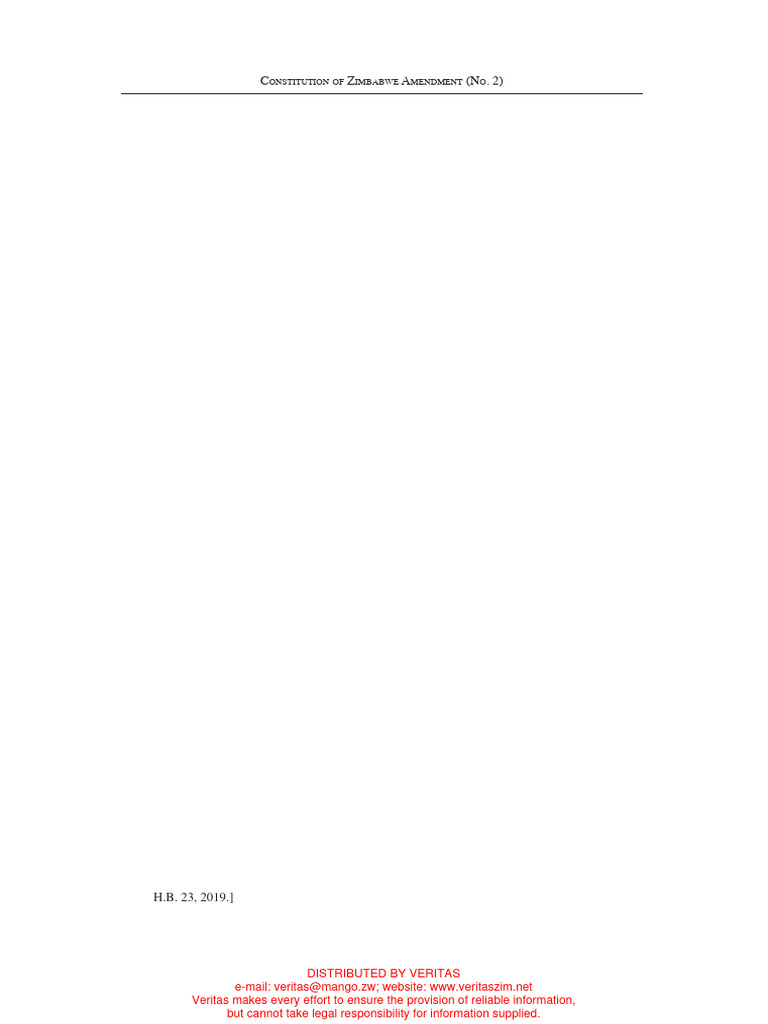 Constitution of Zimbabwe Amendment (No. 2) Bill | PDF | High Court Of ...