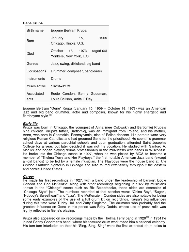 GENE-KRUPA | PDF | Jazz