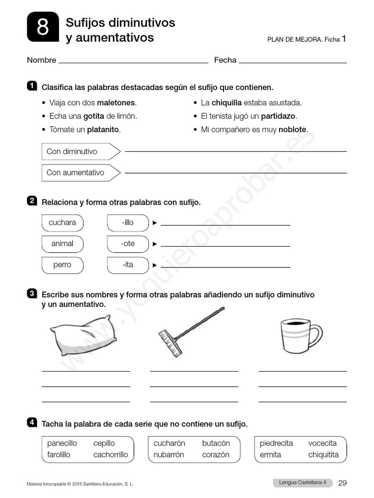 Sufijos Diminutivos y Aumentativos | PDF
