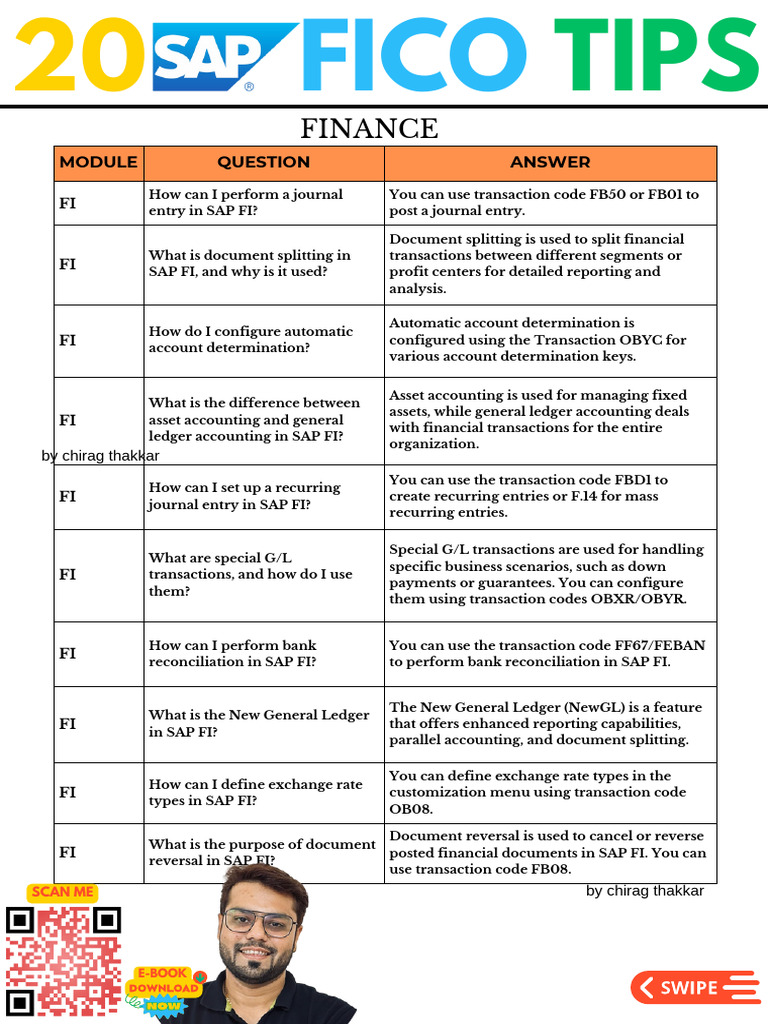SAP FI and CO Quick Reference Guide | PDF | Cost | Financial Transaction