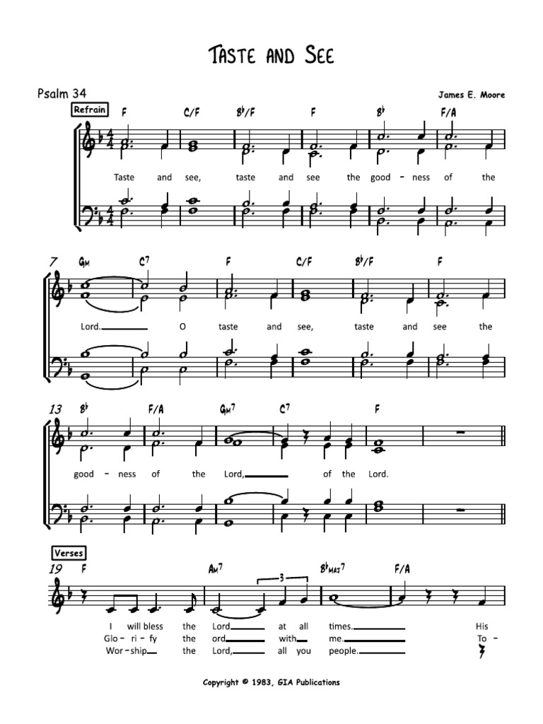 Taste and See Moore SATB | PDF