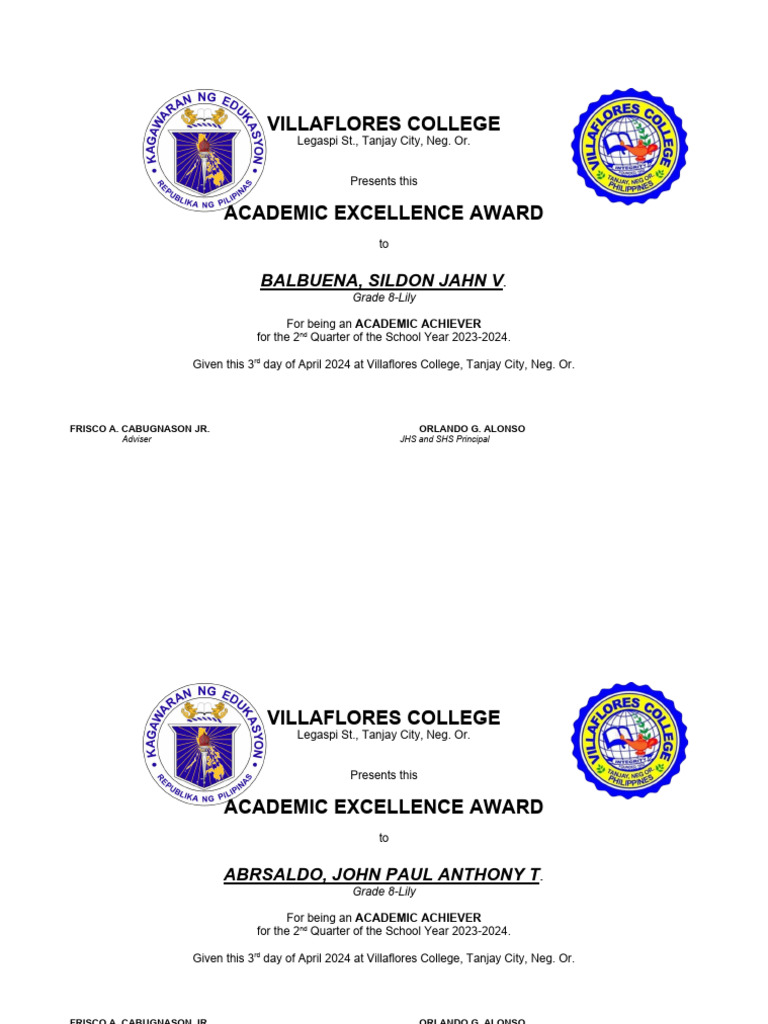 Academic-Excellence-Certificate | PDF