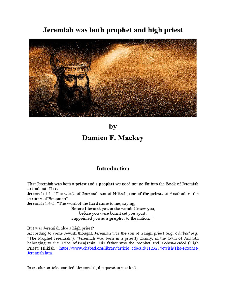 Jeremiah Was Both Prophet and High Pries | PDF | Jeremiah | Prophet