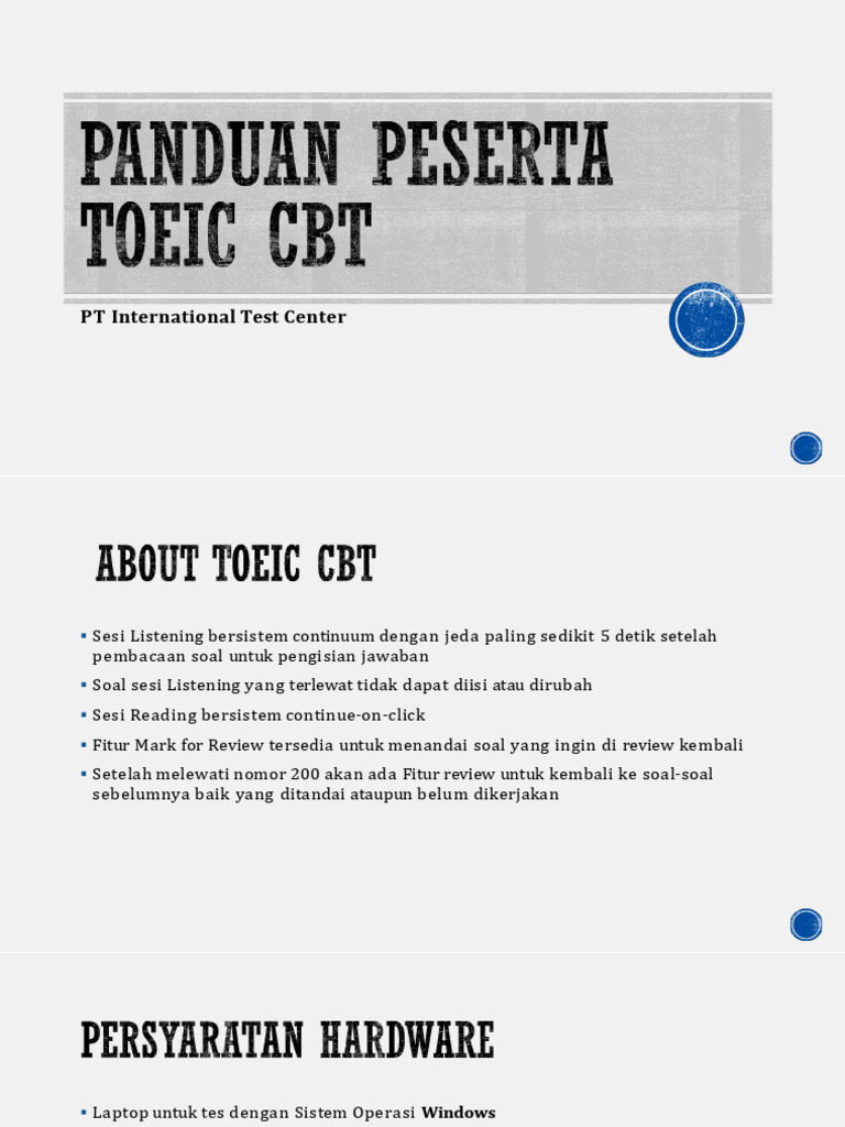 Panduan Peserta TOEIC CBT From Home - 03042024 | PDF