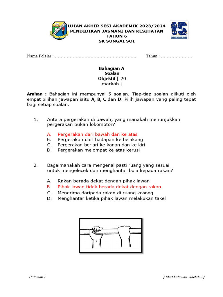 Skema Uasa PJK THN 6 2023 | PDF