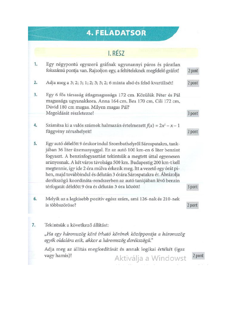 4 Feladatsor | PDF