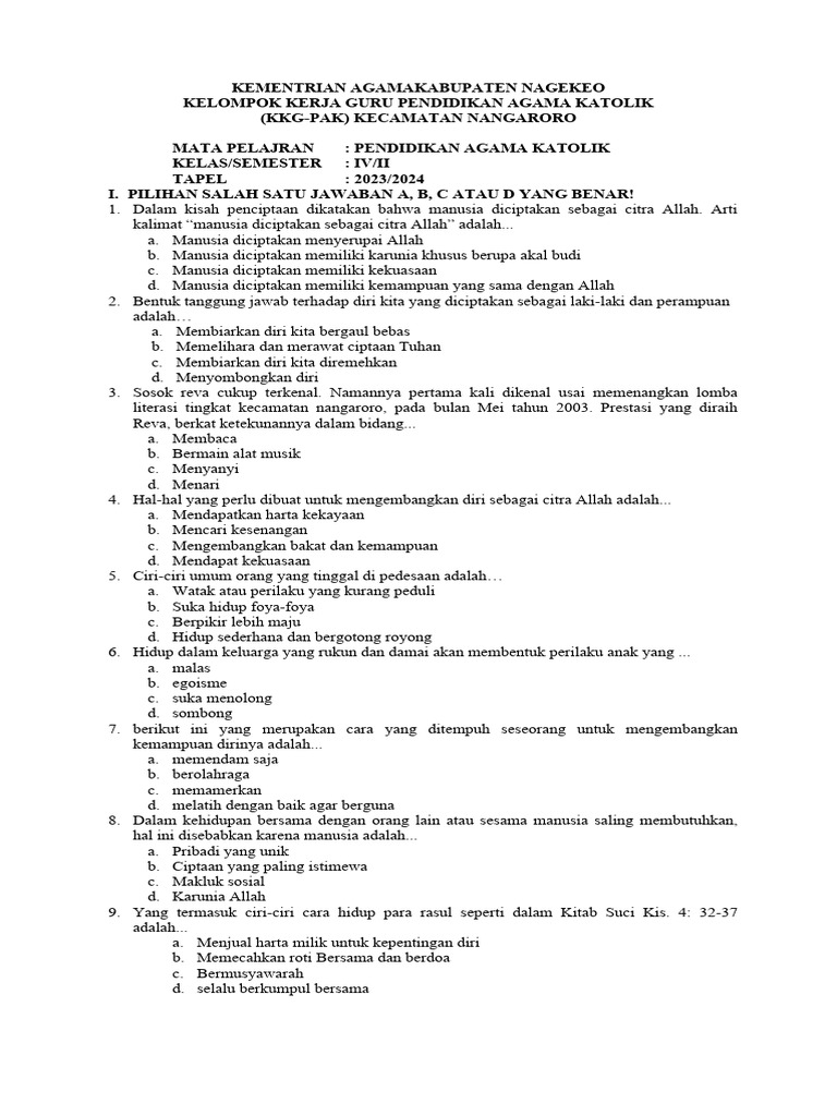 Soal Ujian Pak Semester 2 Kelas IV | PDF | Perjalanan | Agama & Spiritualitas