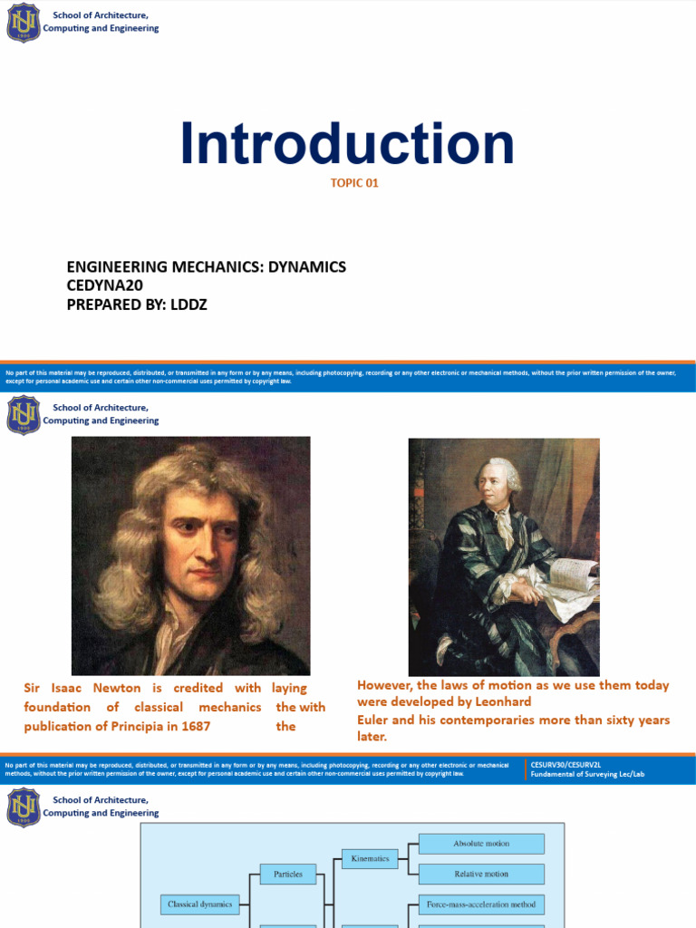 CEDYNA20 - Topic 01 - Introduction | PDF | Mechanics | Classical Mechanics