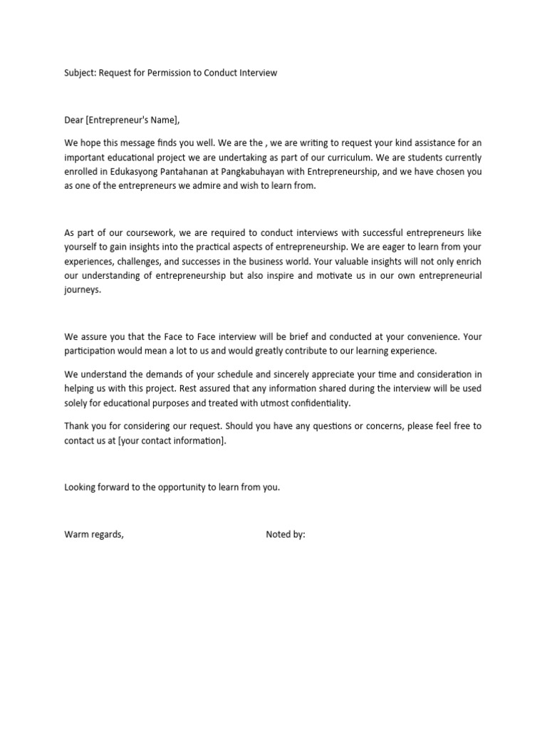 Entrep Interview Letter | PDF