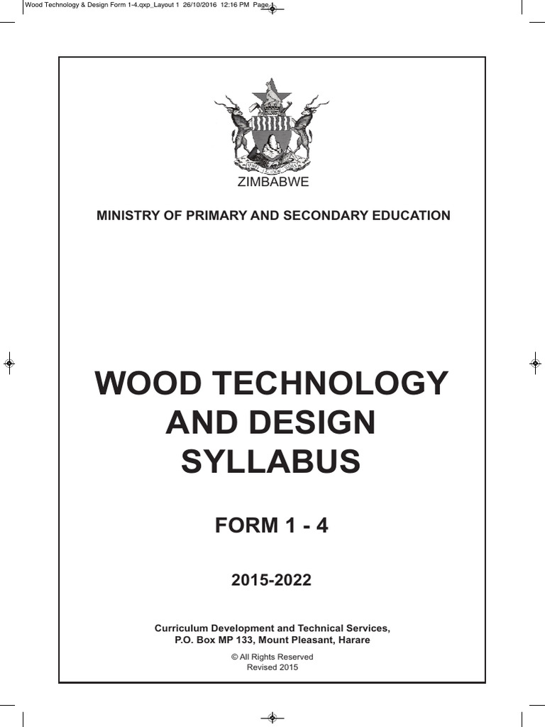 Wood Technology & Design Form 1-4 | PDF | Learning