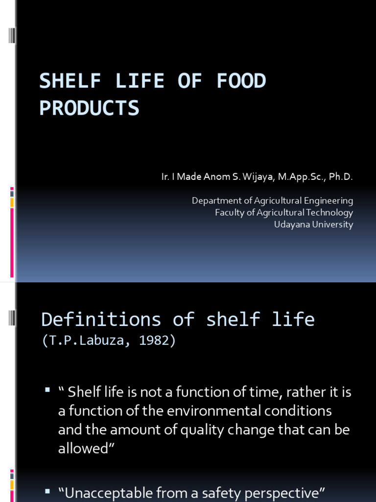 3a Shelf Life Prediction | PDF | Shelf Life | Food Industry