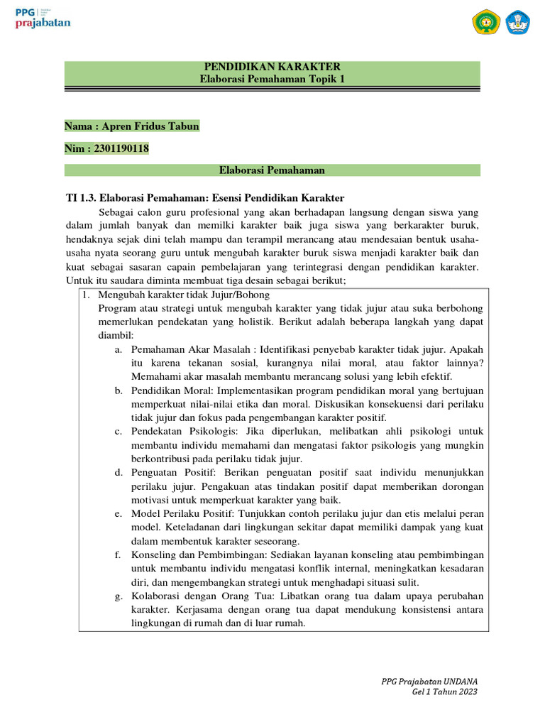 Elaborasi Pemahaman T1 - PK | PDF | Karier & Perkembangan | Pengembangan Diri