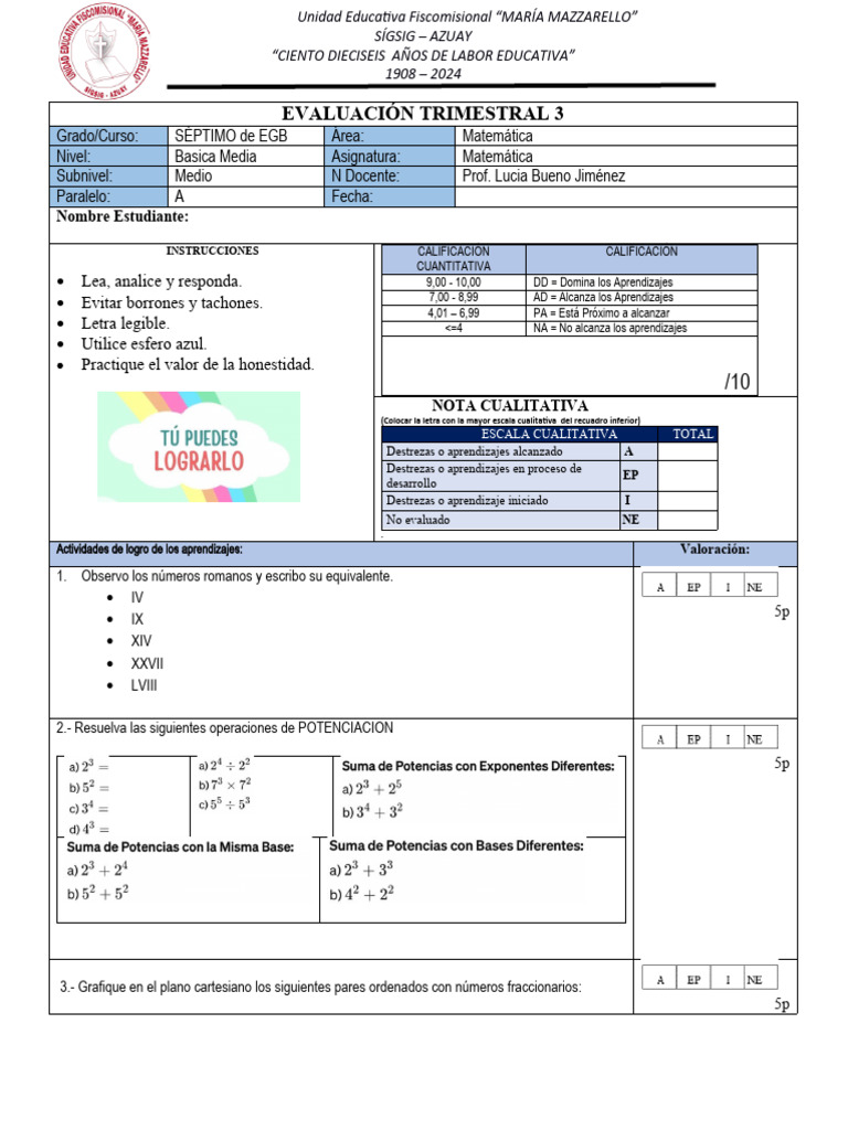 Matematica - 7mo Trimestre 2 | PDF