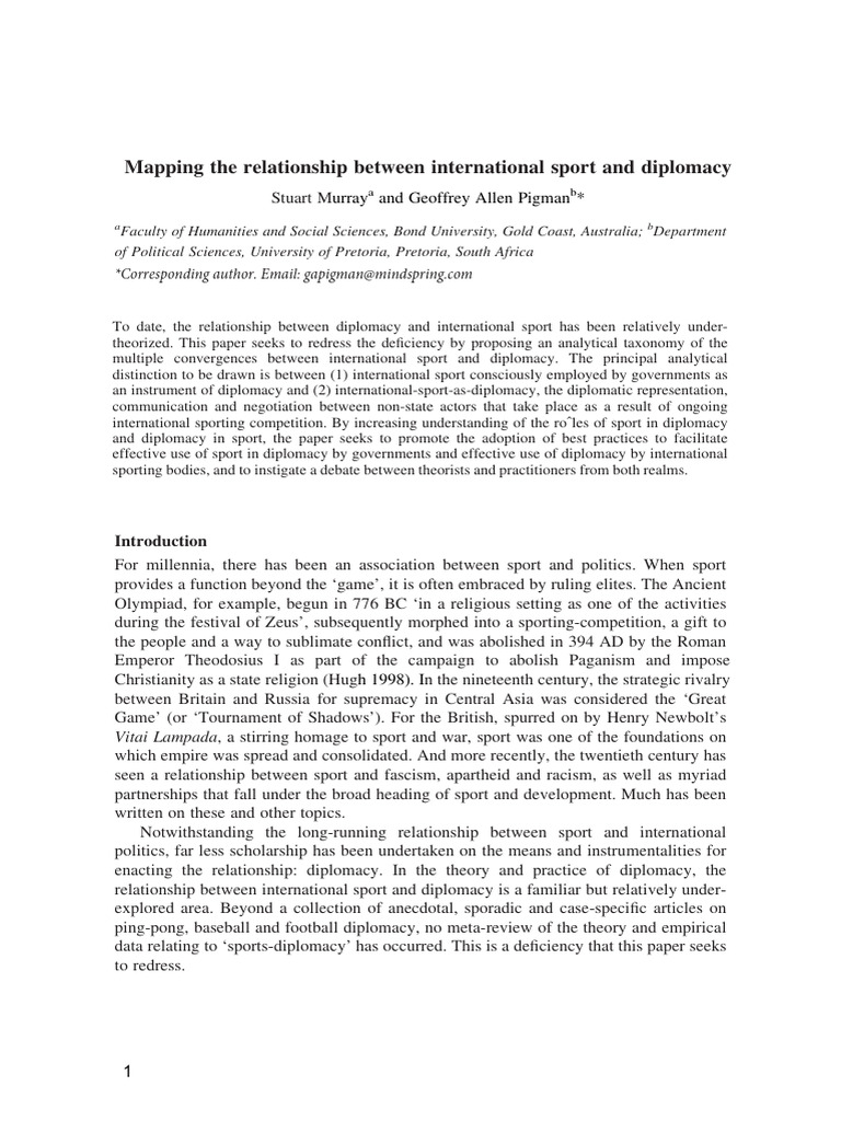 Mapping The Relationship Between International Sport and Diplomacy ...