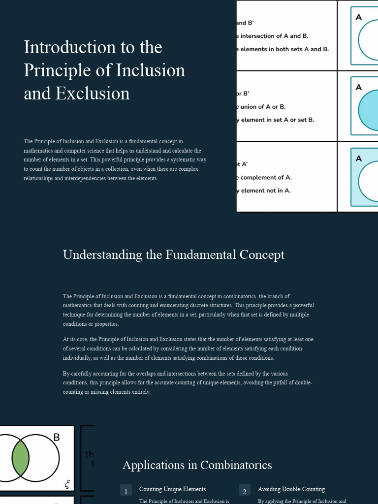 Introduction To The Principle of Inclusion and Exclusion | PDF | Combinatorics | Set (Mathematics)