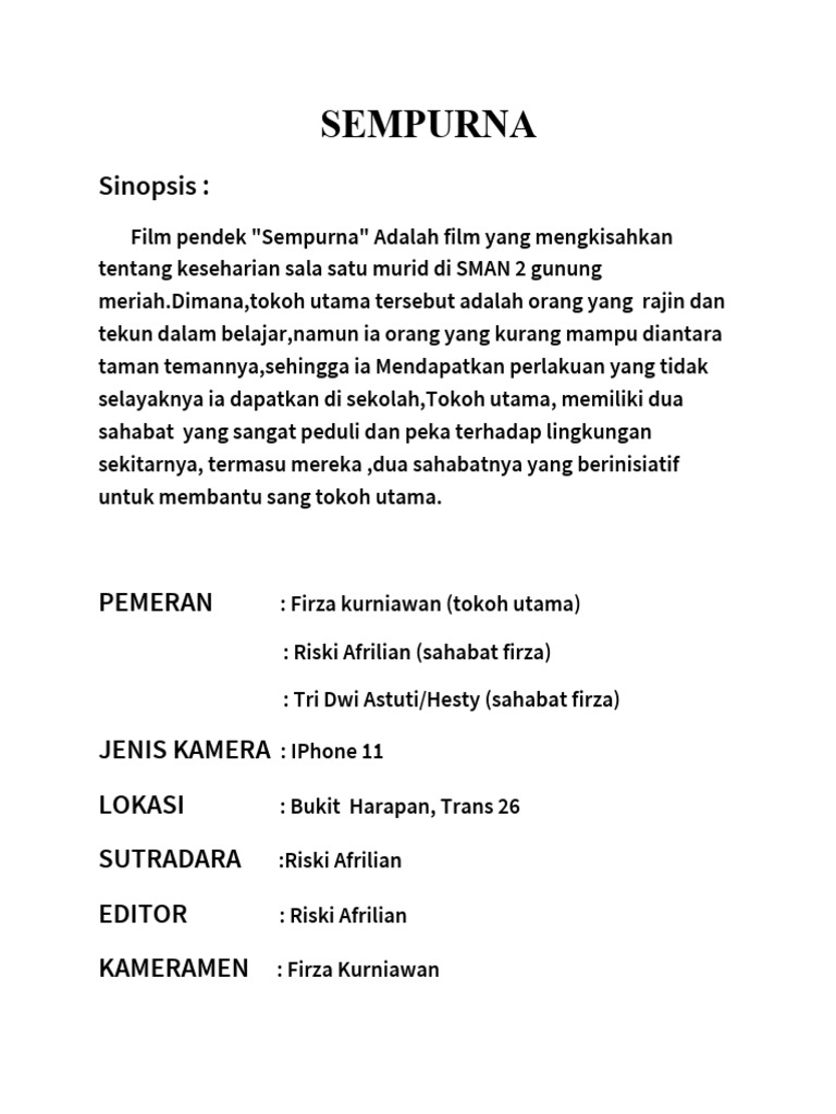 Sinopsis Film Pendek .WPS Office | PDF