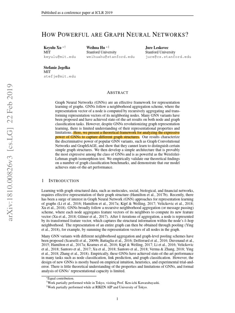 HOW POWERFUL ARE GRAPH NEURAL NETWORKS | PDF | Mathematical Relations | Machine Learning