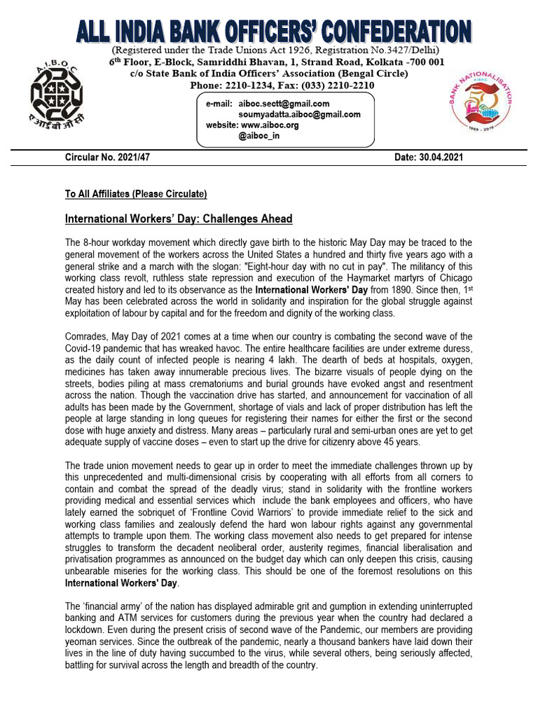47 - 2021 - Aiboc - May Day | PDF | Freedom Of Association | Economies