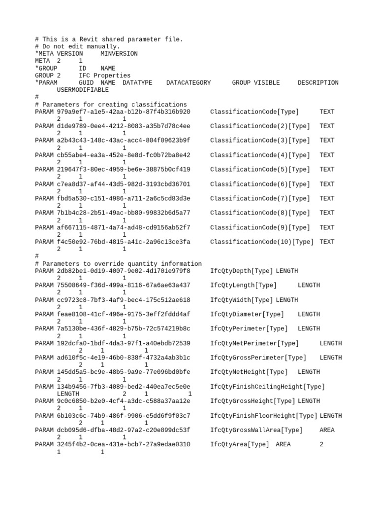 IFC Shared Parameters-RevitIFCBuiltIn-Type | PDF | Computer Programming | Computing