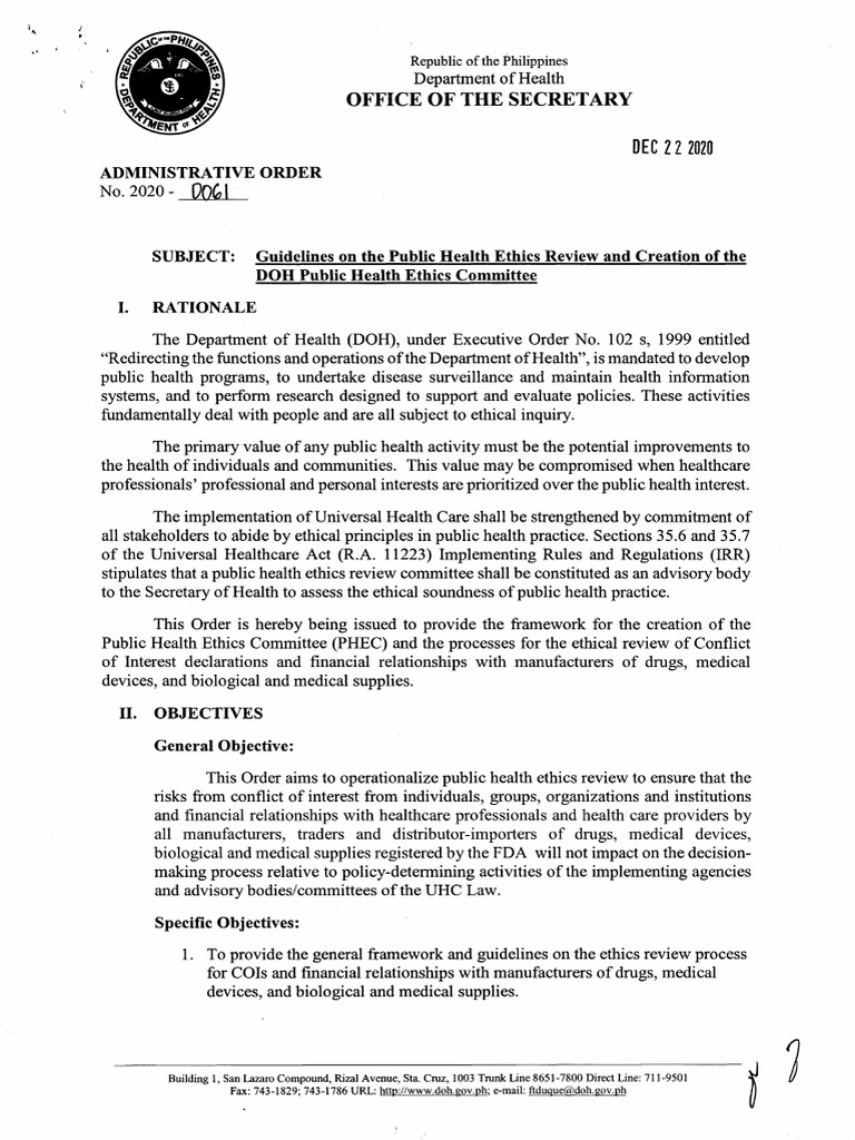 Ao 2020-0061 Phec | PDF | Conflict Of Interest | Medical Device