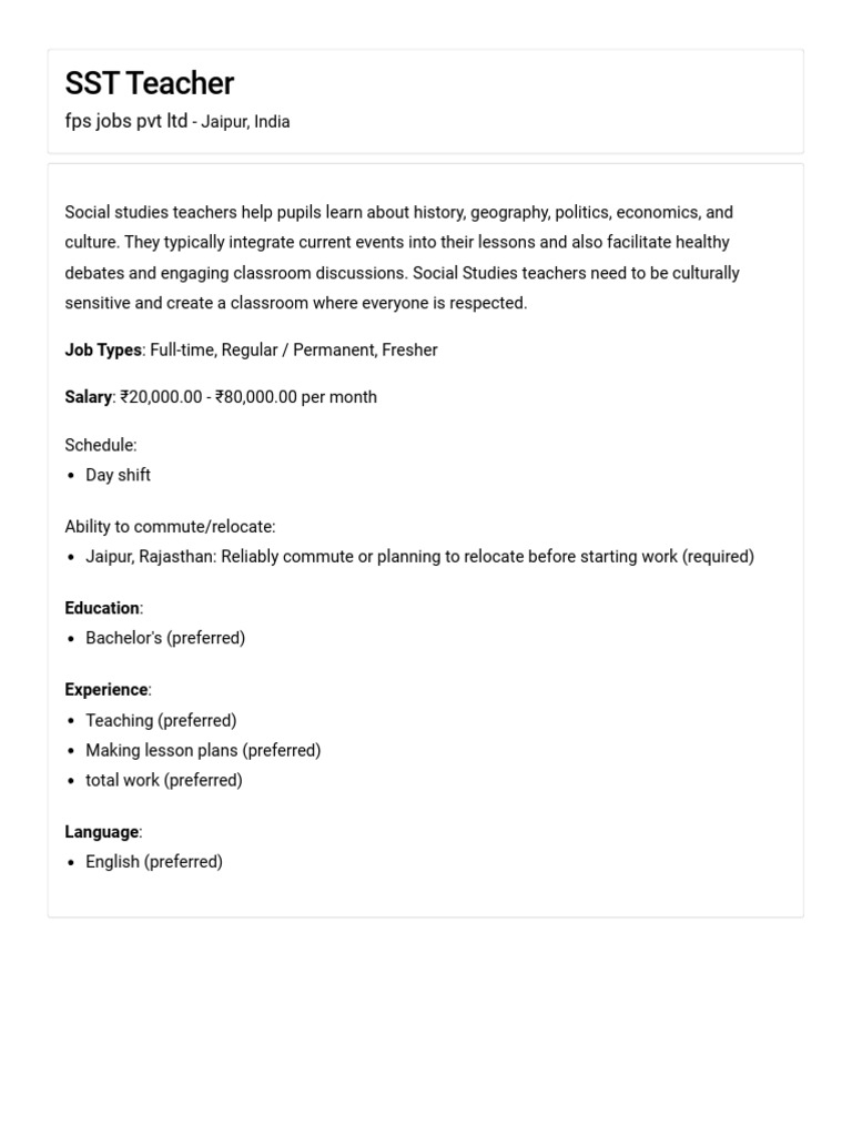 Sst Teacher Pdf
