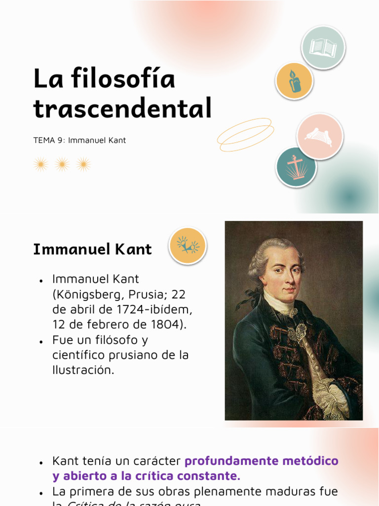 Tema 9 La Filosofía Trascendental | PDF | Immanuel Kant | A priori y a ...