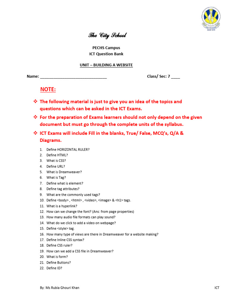 Building A Website Comprehensive Sheet | PDF