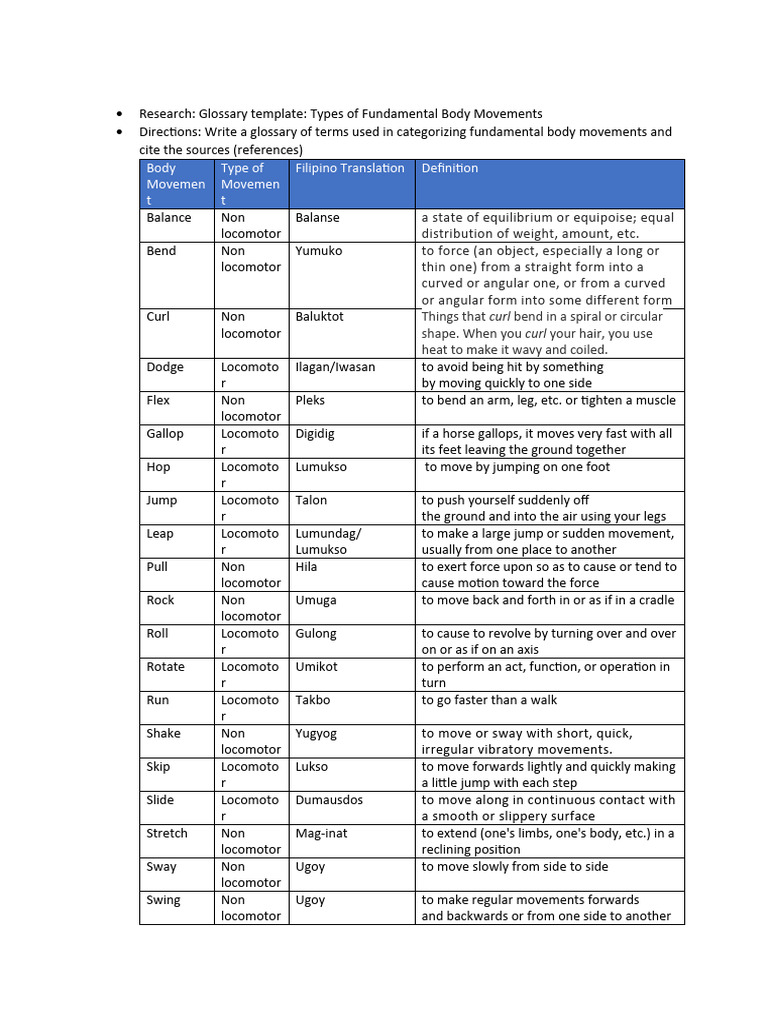 PE (Glossary) | Download Free PDF | Animal Locomotion | Force